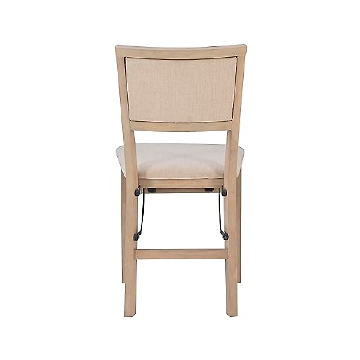 Linon Keira Wooden Folding Chair Upholstered Seat and Back Set of 2, Dining Height, Rustic Natural & Beige