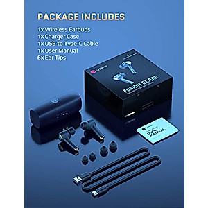 Wireless Earbuds, Cystereo Glare Bluetooth 5.0 Earbuds, 4 Mics Noise Cancelling for Clear Call, IPX7 Waterproof, Touch Control, aptX Deep Bass Earbuds with USB C Charging Case for Sports, Work