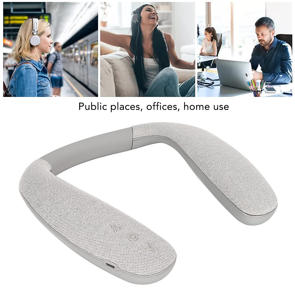 Septpenta Neckband Bluetooth Speaker, Stereo Neckband Speaker Bluetooth Wireless, Wearable Speaker, Built-in 3W x 2 Speaker System, Noise-Canceling Microphone, for Home, Sports and Outdoors