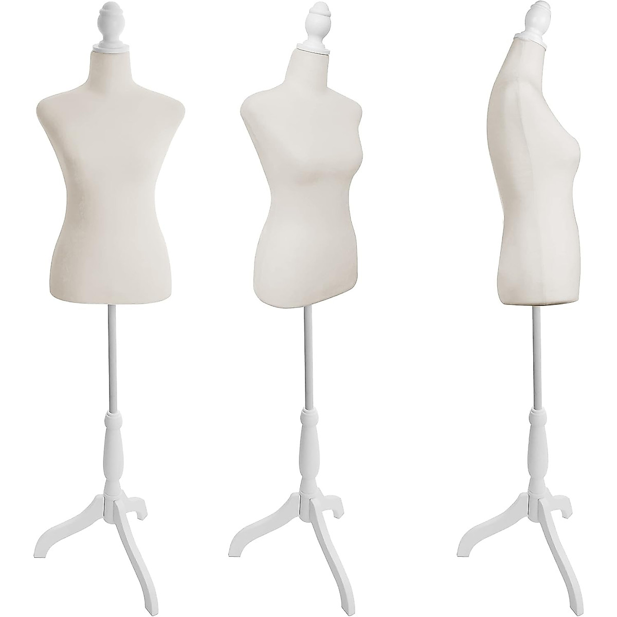 Female Dress Form Mannequin Torso Manikin Body with Adjustable Tripod Stand for Sewing Dressmakers Dress Jewelry Display (Beige)