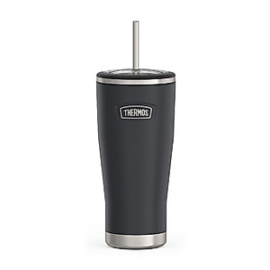 THERMOS ICON SERIES Stainless Steel Cold Tumbler with Lid and Straw - 24 Ounce, Granite - Vacuum Insulated Tumbler