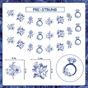 Fangleland 3Pcs Something Blue Before I Do Garlands, Blue Floral Hanging Banner Sign for Something Blue Bridal Shower Bachelorette Engagement Wedding Party Decorations Supplies