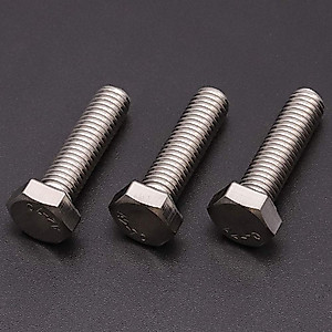 1/2-13 x 1 (8 PCS) Stainless Steel Hex Bolts, Hex Head Screws, Full Thread, Coarse Thread, Plain Finish, Machine Thread, Stainless Steel 304 (18-8)