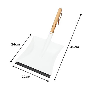 REDECKER Heavy Duty Steel Dust Pan, Powder-Coated White, Large Dustpan with Long 17-3/4-Inches Oiled Beechwood Handle for Home and Outdoor Use, Industrial Quality, Made in Germany