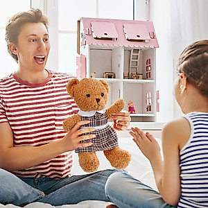 Landhoow 3 Pcs Cute Dress Outfit Bear Clothes Fits Most 14-18 Inch Bear and Make Your Own Stuffed Animals Bear Clothes for Girls Bear Accessories, Not Included Bear