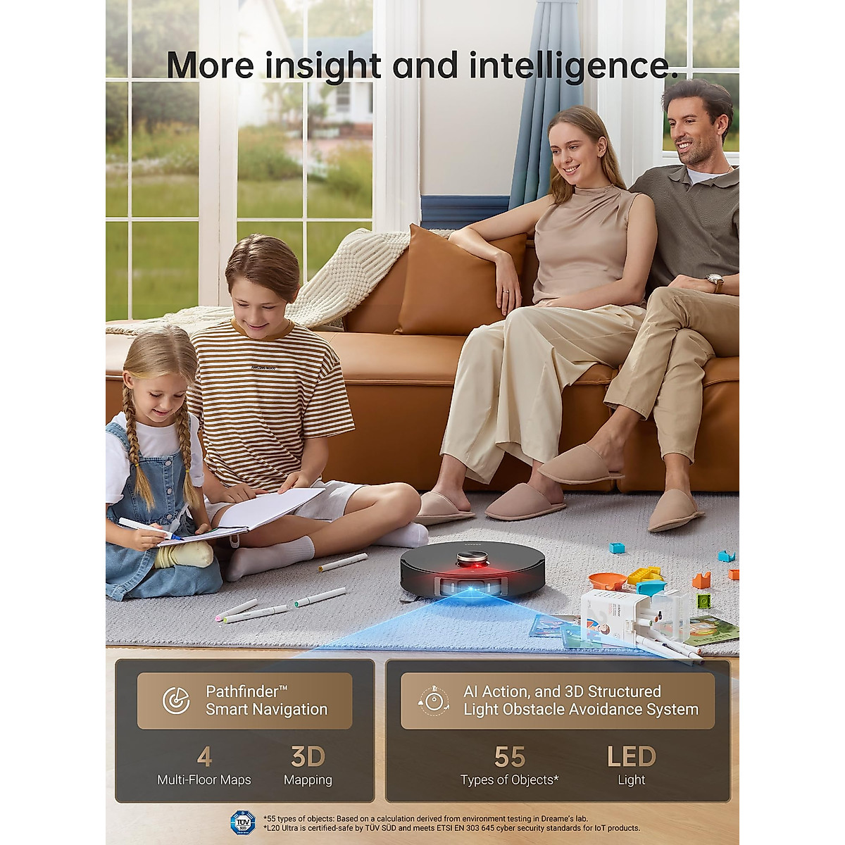 dreame L20 Ultra Robot Vacuum and Mop with Mop-Extend, Auto Mop Removal & Raising, Washing and Drying, 7000Pa Suction, Self-Emptying, Self-Refilling, AI Obstacle Avoidance