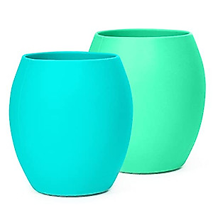 Silicone Sippy Cups For Infant’s First Stage Training -2 Pack No Spill Sippy Cups For Toddlers - Baby Sippy Cup For Led Weaning, BPA Free (Blue)