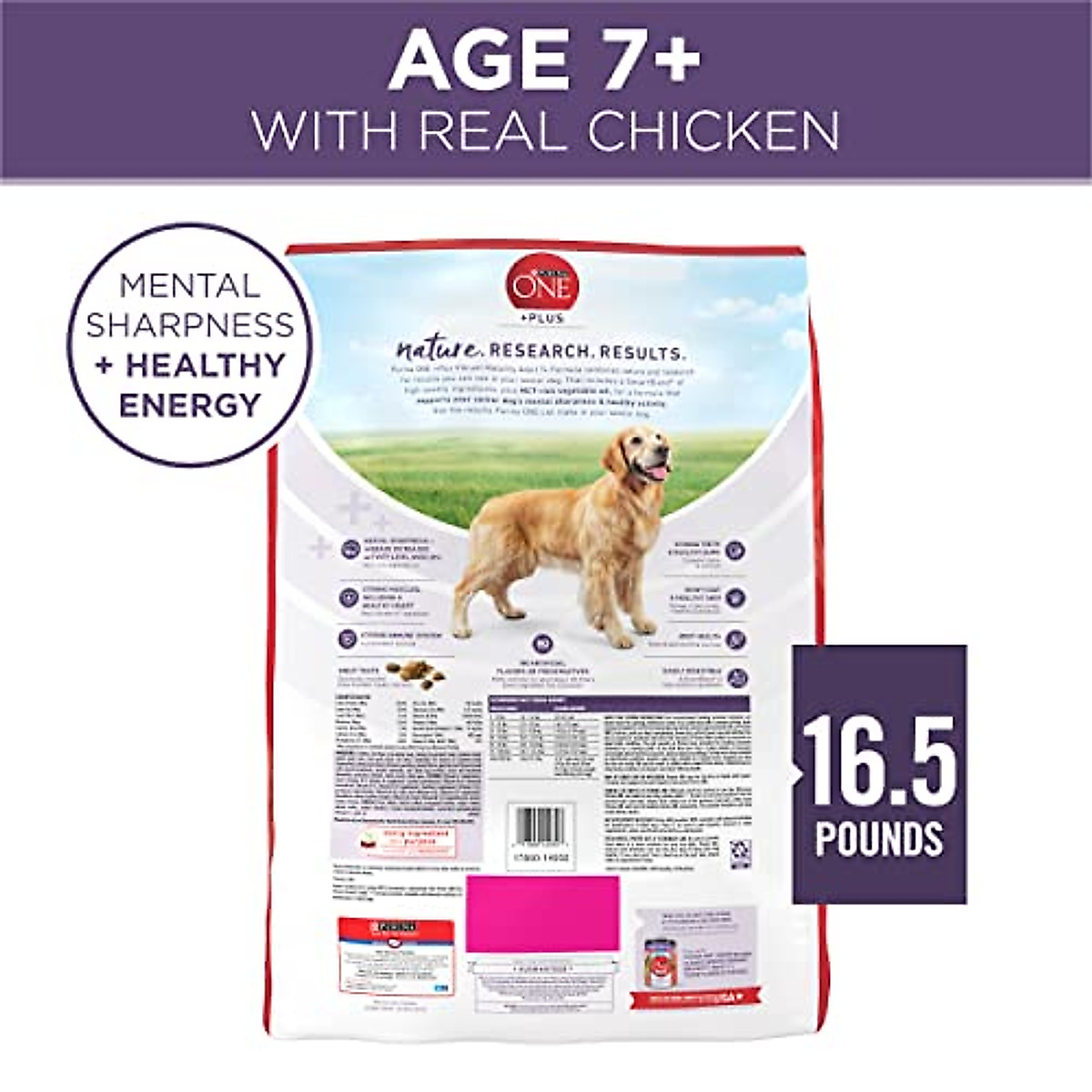 Purina ONE High Protein Dry Senior Dog Food Plus Vibrant Maturity Adult 7 Plus Formula - 16.5 lb. Bag