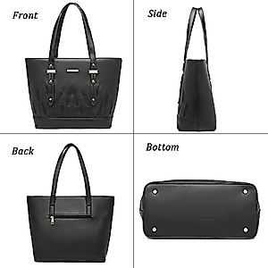 Women Fashion Handbags Tote Bag for work Shoulder Bag Top Handle Satchel gift (6602#Black)