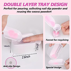 Dip Powder Recycling Tray System, Portable Dip Powder Nail Kit Starter Set with Scoop, Nail Dust Brush, Metal Dual Head Cuticle Pusher and Nail File, Dipping Nail Art Manicure Accessories Makeup Tool