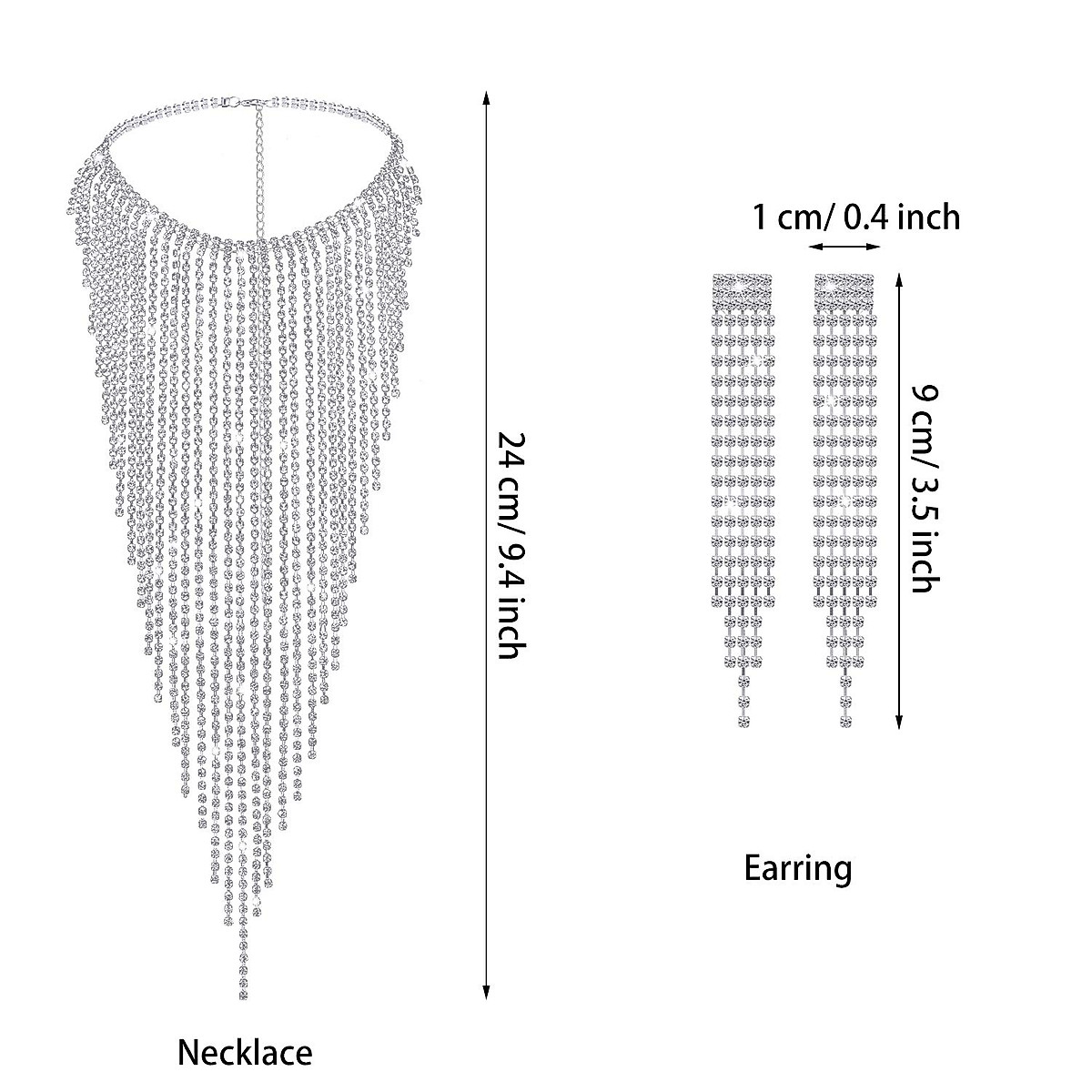 Hicarer Tassel Collar Statement Necklace with Tassel Earring for Women Jewelry Suit