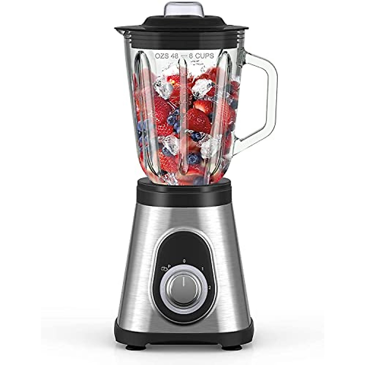 Smoothie Blender, 750W Blenders for Kitchen, Blender for Shakes and Smoothies with 48 oz Tritan Glass Jar, Professional Kitchen Blender, 6 Stainless Steel Blades, 2 Adjustable Speed and Pulse Function