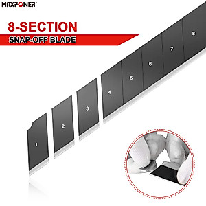 MAXPOWER 50 Pack Utility Knife Blades-18 mm Snap Off Blade Ultra-Sharp Utility Blades, Box Cutter Blade, Utility Knife Replacement Blades Black