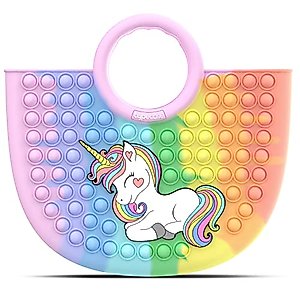 typecase Pop It Easter Basket, Pop It Purse for Girls and Women's Handbags Fidget Pop Bubble Fidget Sensory Ladies Handbags(Rainbow Unicorn)