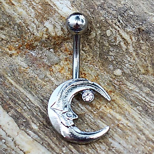 Dynamique 316L Surgical Steel Moon and Star Belly Button Ring (Sold Per Piece)