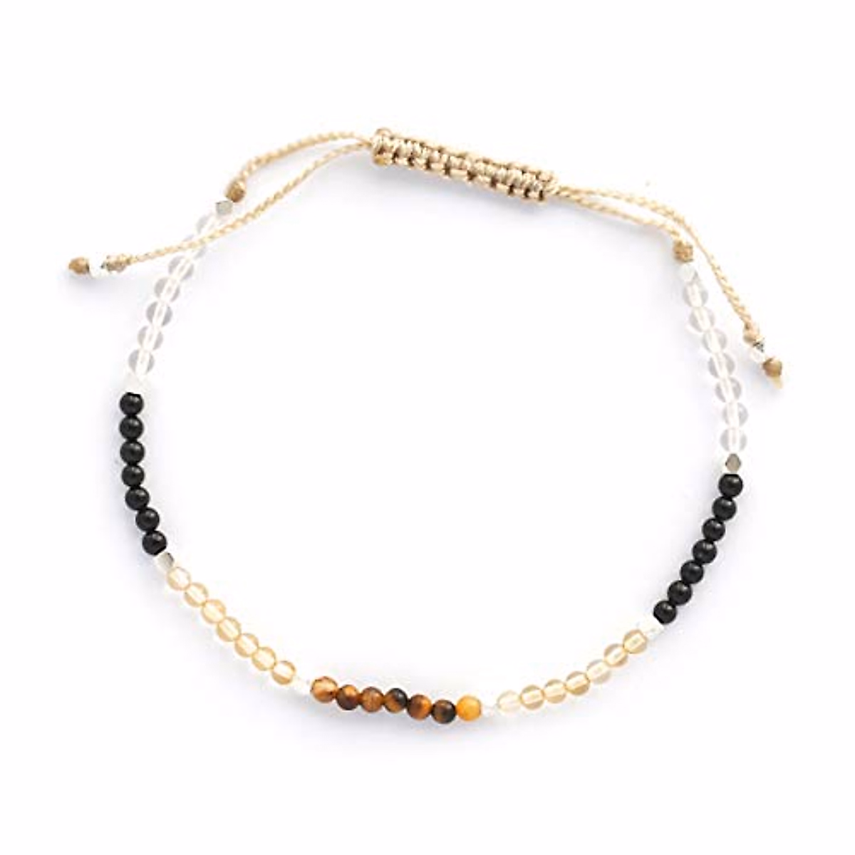 BALIPURA - Protection Aura Bracelet for Women - 2mm SMALL (TINY) BEADS Gemstones, Crystals, Black Tourmaline, Citrine, Quartz, 925 Solid Silver Beads - Spiritual Beaded Keep Bad Spirits Away