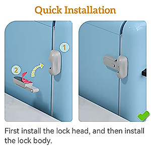SAFELON 2 Pcs Baby Safety Fridge lock, Child Proof Refrigerator Freezer Door Lock, Protect Refrigerators With Damaged Sealing Strips (Grey)