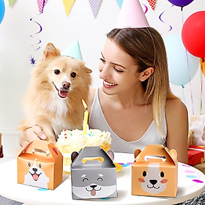 24 Pcs Dog Party Favors Boxes Puppy Treat Boxes Dog Print Candy Party Favor Boxes for Kids Birthday Foldable Gift Boxes, Goodie Boxes for Wedding Baby Shower Decoration Dog Party Supplies