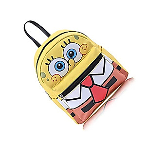 SpongeBob SquarePants Nickelodeon Leather Backpack - Girls, Boys, Teens, Adults - Officially Licensed Spongebob 10 Inch Allover Faux Leather Mini Backpack