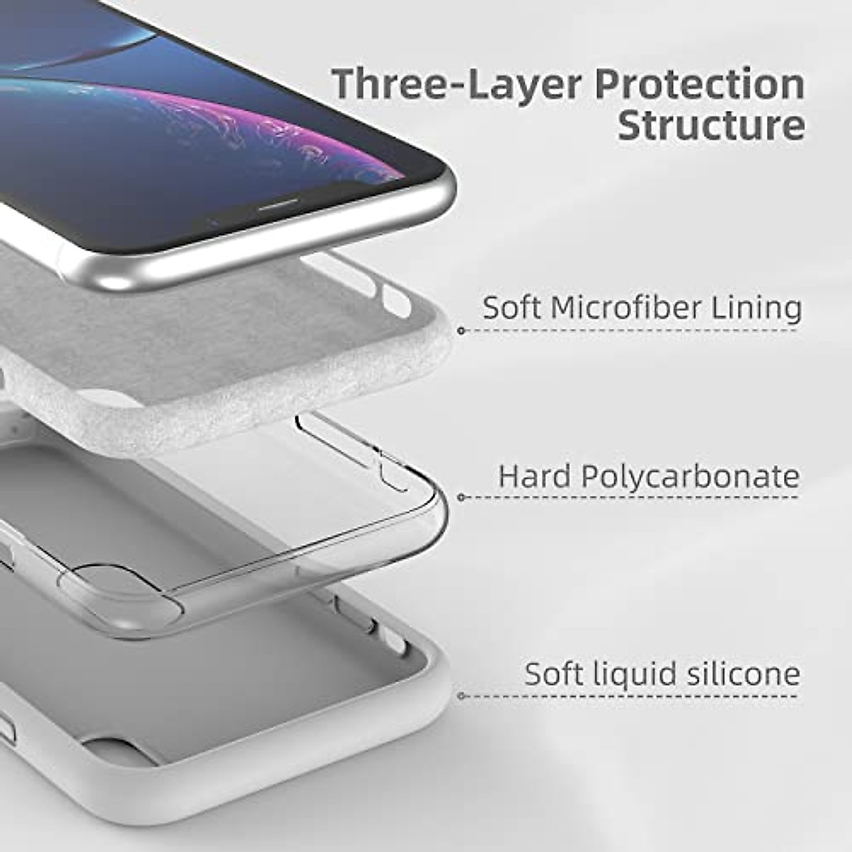 K TOMOTO Compatible with iPhone XR Case 6.1 Inch, [Silky and Soft Touch] Premium Liquid Silicone Gel Rubber Full Body Drop Protection Phone Cover with Microfiber Lining, White