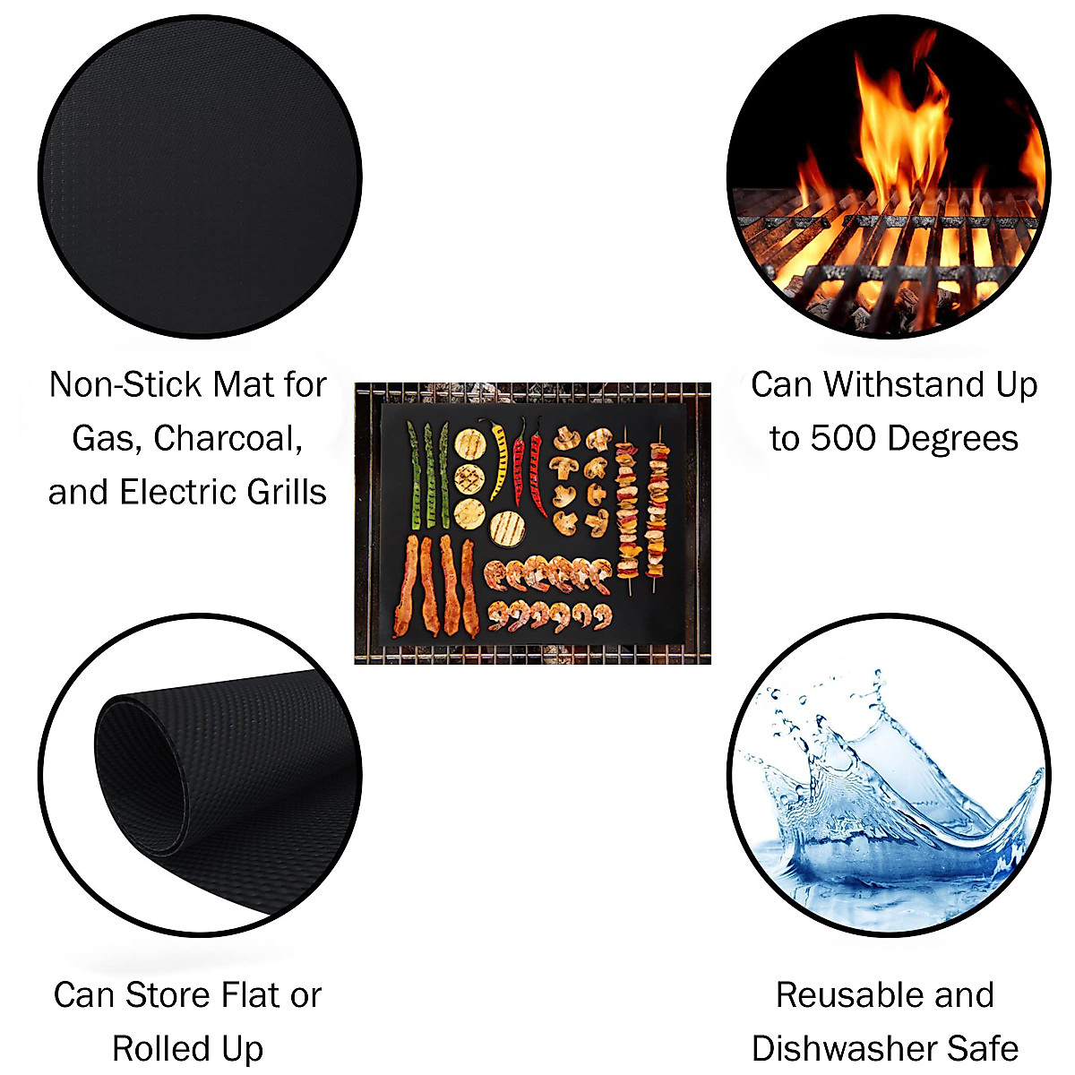 Home-Complete 18-piece BBQ Grill Set, 16-pc Stainless Steel Barbecue Tools Kit with Aluminum Case and 2-pack BBQ Grill Mats