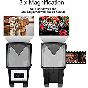 Rybozen 35mm Slide Viewer, 3X Magnification and Desk Top LED Lighted Illuminated Viewing and Battery Operation-for 35mm Slides & Positive Film Negatives(4AA Batteries Included)