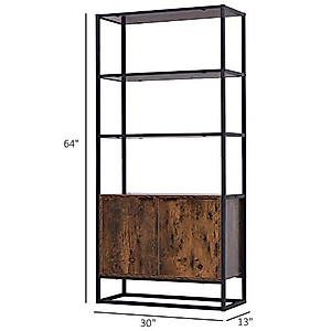 HOMCOM Shelves for Storage, Cabinet Bookcase with 3 Open Shelf, Tall Organizer Multifunctional Rack for Living Room, Brown