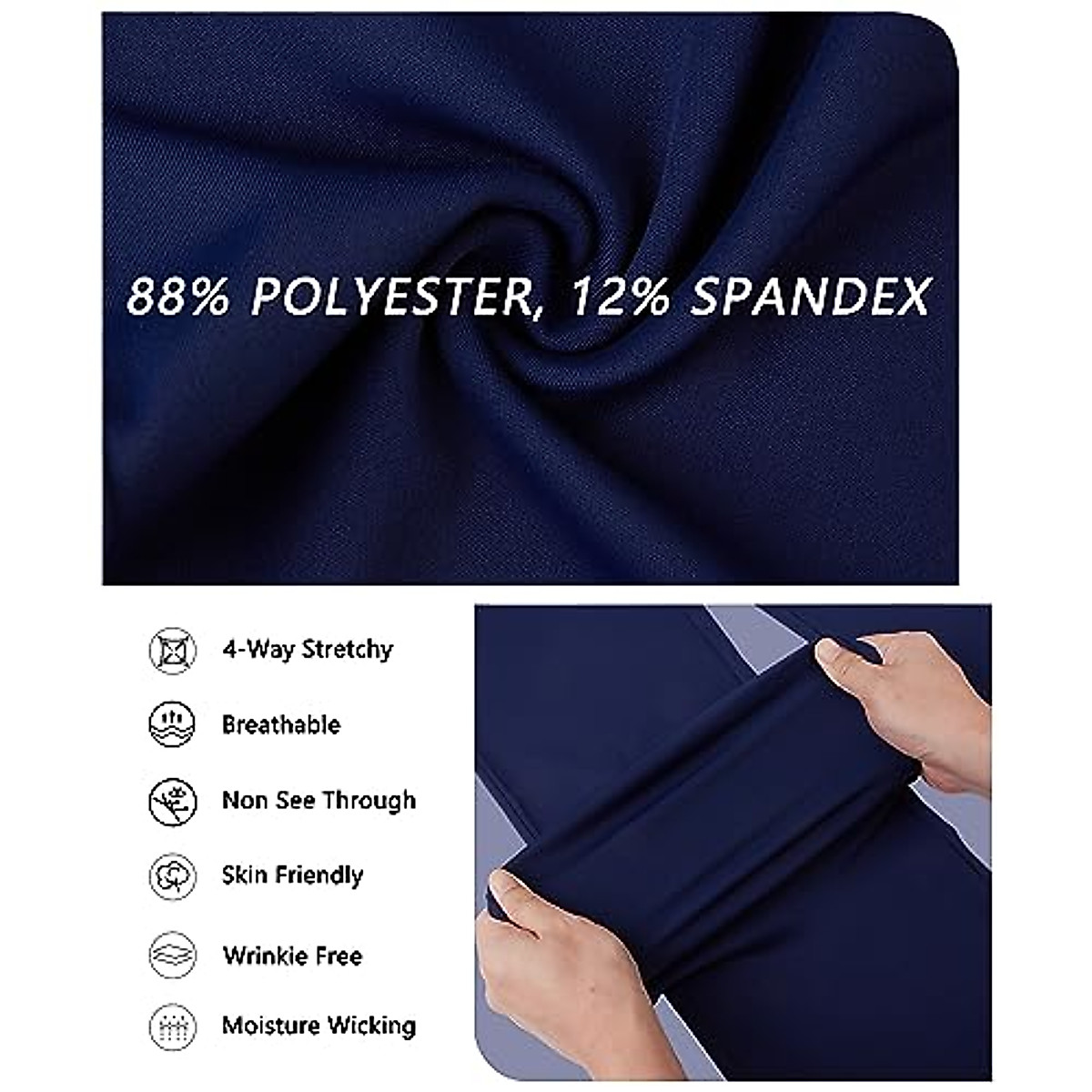 Agenlulu High Waisted Dress Pants for Women Bootcut Elastic Waist Pull On Work Slacks for Women Business Casual (Navy Blue)