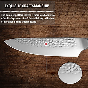 Chef Knife, Super Sharp 7.5 inch Professional Chef's Knife with Pakkawood Handle, VG-5 Stainless Steel, Kitchen Meat Vegetable Knife with Leather Sheath and Gift Box