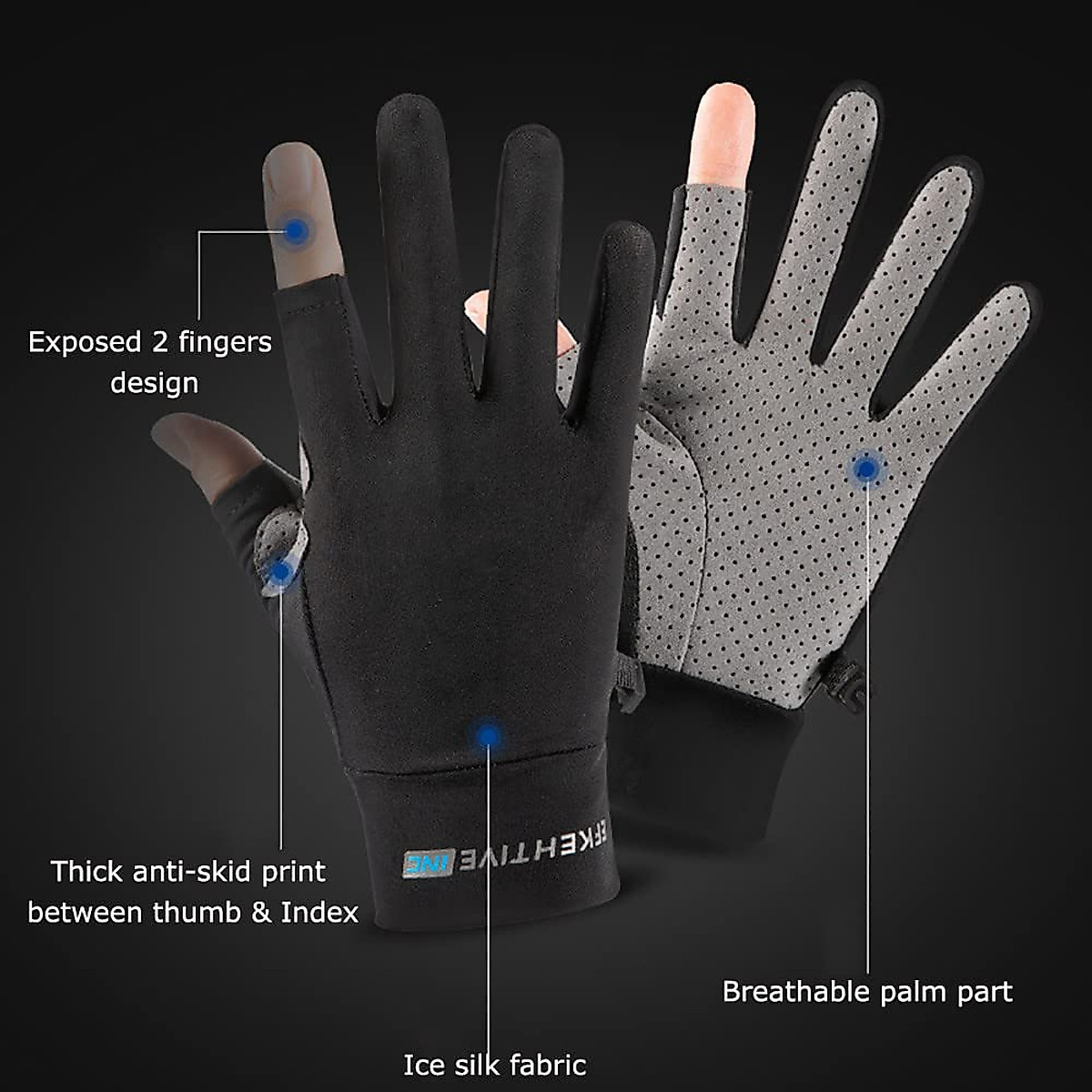Driving Gloves for Men Women UPF 50+ UV Protection Thin Ice Silk Mesh Sport Gloves Quick-Dry Cooling Summer Outdoor Gloves Anti-Slip Elastic Cycling Gloves Unisex for Golf Hiking Driving Running