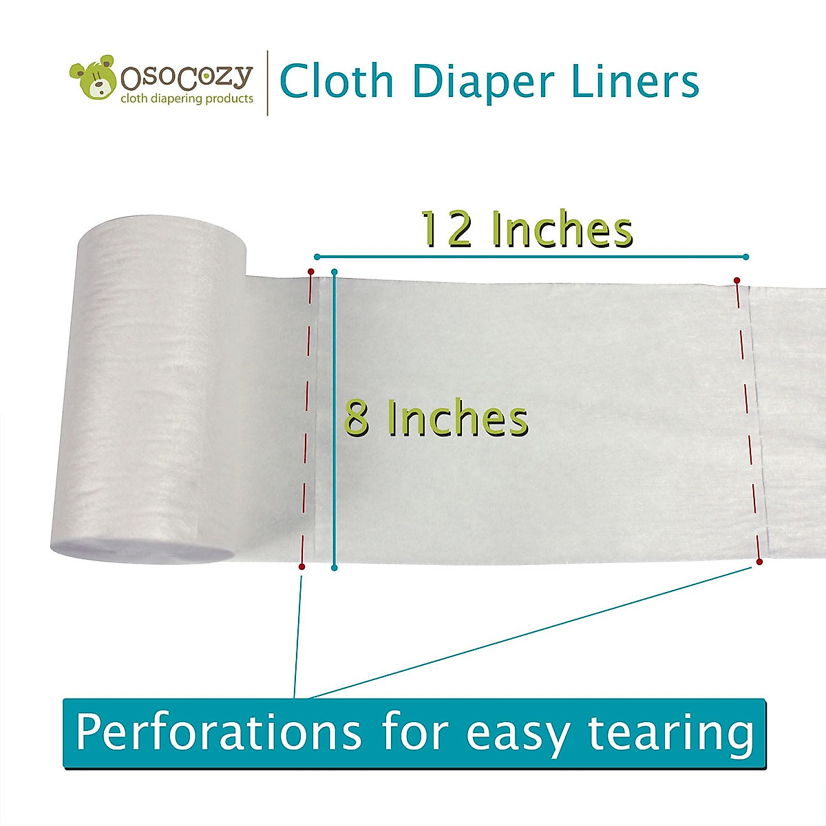 OsoCozy Flushable Diaper Liners 3 Pack - Makes Cloth Diapering Laundering Easier - Super Soft and Gentle on Baby’s Skin -100 Sheets per roll -3 Rolls.