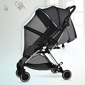 2 in 1 Net Baby Stroller Sun Shades with Zipper Window, Universal Mesh Travel Breathable See Through Outdoor Walking Beach Parasol Windproof Protective Cover for Seats, Bassinets and Carriers