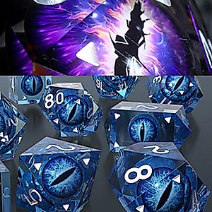 Dragon Eye Dice - The Chromatic Dragon Collection,Mini Crystal Dice，Resin Dragon Eye Dice Set,Colorful Polygonal Dice,Shinny Polyhedral Dice Set Filled With Eyeball,For Role Playing Dice Games (White)