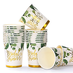 Bridal Shower Decorations Gold and Green Wedding Shower Plates and Napkins Party Supplies for Engagement Wedding the Bride-To-Be Bachelorette Party Favors, Serves 50 Guests