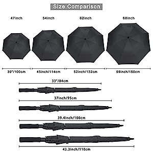 G4Free 62 Inch Automatic Open Golf Umbrella Extra Large Oversize Double Canopy Vented Windproof Waterproof Stick Umbrellas (Black)
