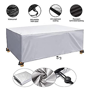 Garden Furniture Covers Waterproof, 80x63x63cm Silver Patio Set Covers Rectangular Cube Square Garden Table Cover Outdoor Sofa Cover 420D Oxford Fabric Rattan Furniture Cover Windproof
