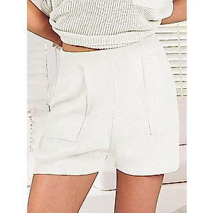 ANRABESS Women's Two Piece Outfits Sweater Sets Knit Pullover Tops and Casual Short Pants Tracksuit Matching Sets Loungewear 2023 Summer Fashion Clothes Sweat Suit 1122mibai-S