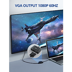 USB C to HDMI VGA Adapter, Dockteck 2 in 1 HDMI VGA Adapter, USBC VGA to HDMI for MacBook Pro/Air, iPad Pro, Chromebook, Surface Pro, Dell Xps, Galaxy