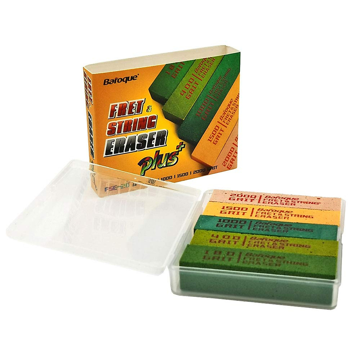 Baroque Guitar Fret Grit Erasers Easy & Fast Polishing Abrasive Rubber Blocks Cleaner Tools kit for Guitar Fret & Strings, Set of 5 Size in 180 400 1000 1500 2000 Grit (FSE-20)