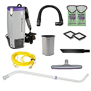 ProTeam Super Coach Pro 10 Backpack Vacuum Commercial with Telescoping Wand Tool Kit, 10 Quart, Corded, 107303