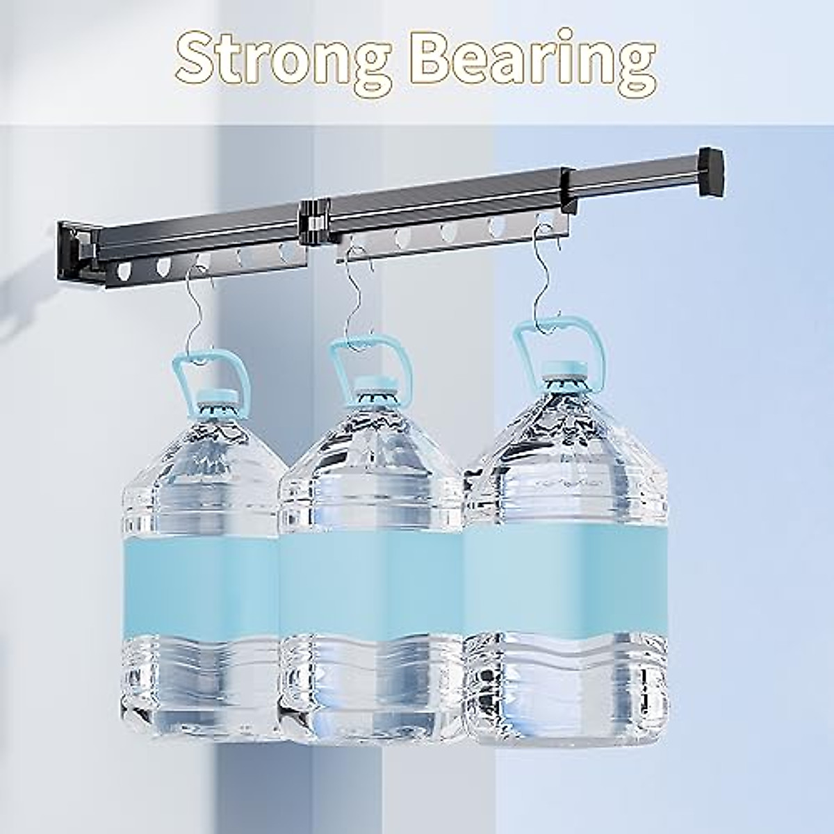 BENOSS Wall Mounted Clothes Drying Rack, Collapsible Laundry Garment Hanger, Easy Assembly Space Saver Hangers for Balcony Bathroom Bedroom (Grey-S)