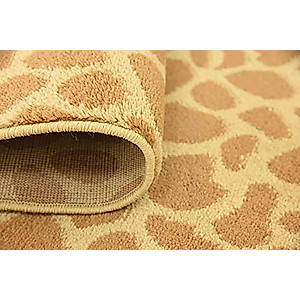 Unique Loom Wildlife Collection Animal Inspired with Giraffe Print Design Area Rug, 3 ft 3 in x 5 ft 3 in, Yellow/Light Brown