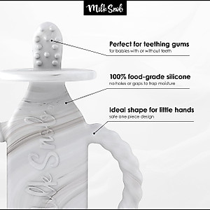 Milk Snob Calm 'n Cuddle Baby Teether - Car Seat Teether - Food-Grade Silicone - Baby Shower Teething Toy, Baby Essentials for 3+ Months - Easy to Clean - Designed in The USA (Cookies & Cream)