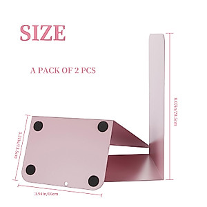 Metal Book Ends Book Ends Decorative Bookends Book Ends for Shelves Book Holder (Pink)