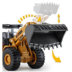 Gemini&Genius Mechanical Loader Toy, Construction Vehicle Wheeled Loader 1/50 Scale Skid Steer Loader Toy, Bulldozer Shovel Engineering Vehicle Alloy Models for Kids, Collection and Decoration House