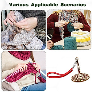 Giantree Portable Wrist Yarn Holder, Wooden Yarn Ball Minder Stand with Leather Wristband Yarn Minder Yarn Storage Yarn Holder for Knitting Crocheting Craft Lover(Red)