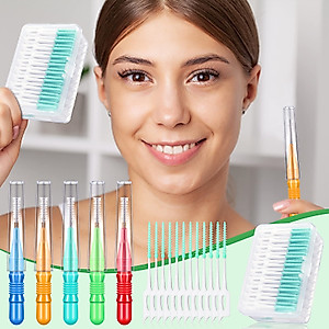 700 Pieces Interdental Brush Set Included 100 Braces Brush Between Teeth 600 Toothpick Toothpicks Tooth Floss for Cleaner Toothpick Tooth Flossing Flosser Oral Dental Hygiene Tooth Cleaning Tool