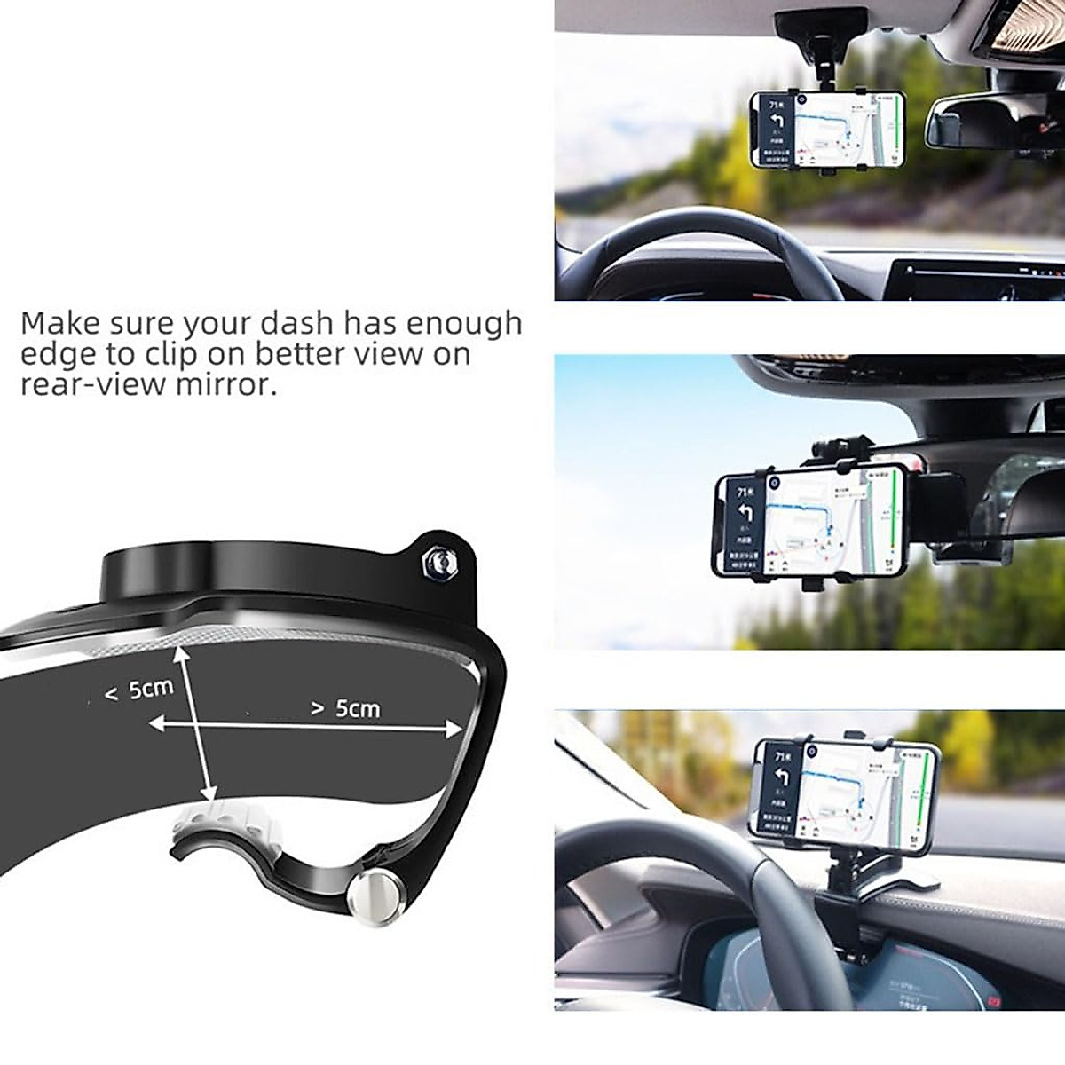 Peiiwdc Car Phone Holder Stand Universal Fit Sturdy Stand Save Space Easy to Operate Rotate Freely for Sun Mount Cell Phone Holder Clip Car Mount Clamp Dashboard
