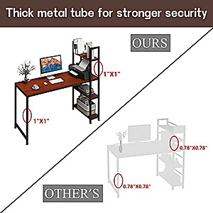 Siunzs Computer Desk with Shelves 47 Inch Writing Study Desks with Storage Shelf Workstation Desk with Bookshelf for Home Office Bedroom, Easy Assembly