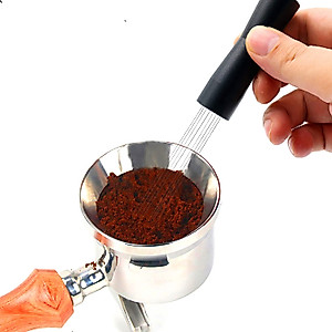 Espresso Coffee Stirrer, Coffee Stirring Tamper WDT Distribution Tool, Needle Type Distributor Hand Stirrer Tool (Black）